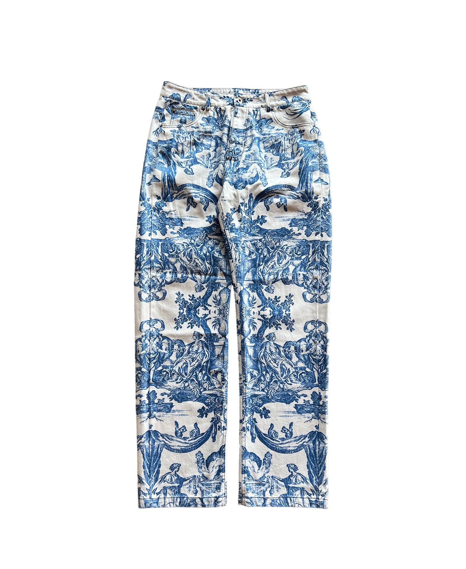 Toile Print Jeans - White – ABSTRACTBYJULES